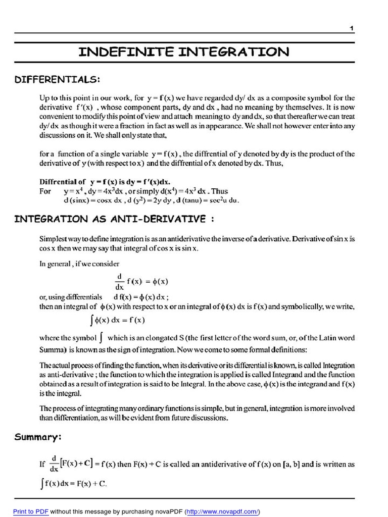 Chapter16 - Indefinite Integration | PDF | Adobe Systems | Computer File Formats