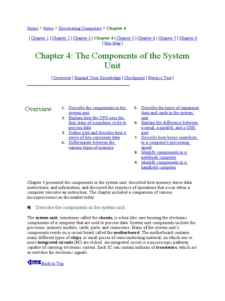 Chapter 4: The Components of The System Unit | PDF | Central Processing Unit | Random Access Memory