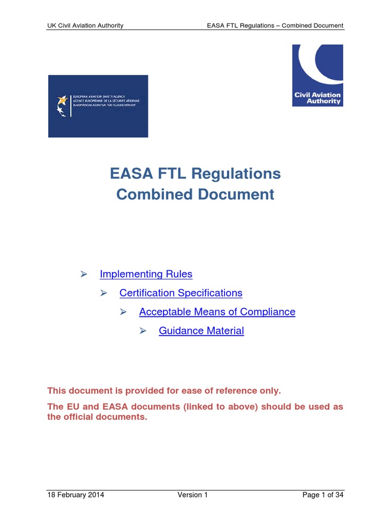 EASA FTL Regulations Overview | PDF | Risk Management | European Commission