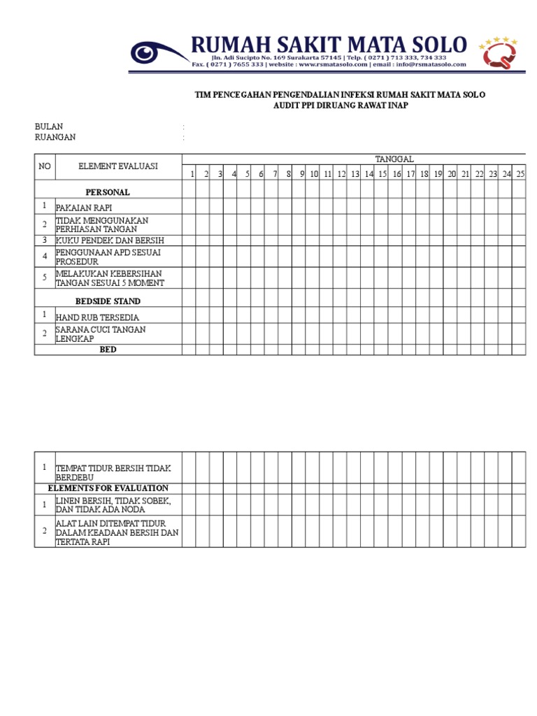 Audit PPI Rumah Sakit Mata Solo | PDF