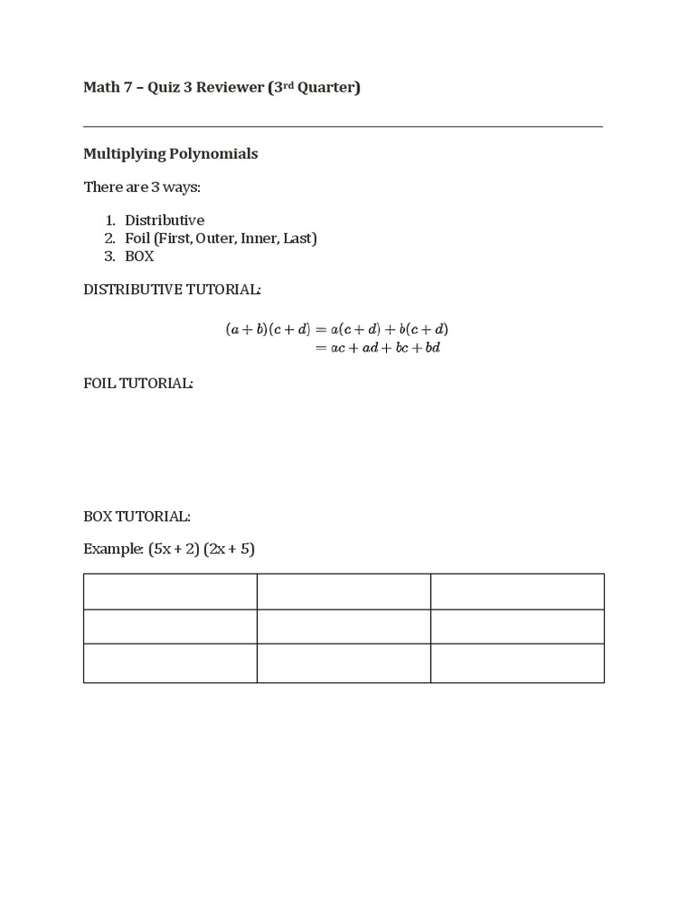 Multiplying Polynomials and Binomials To Find Area | PDF
