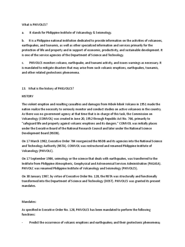 What Is PHIVOLCS | PDF | Volcanology | Geology