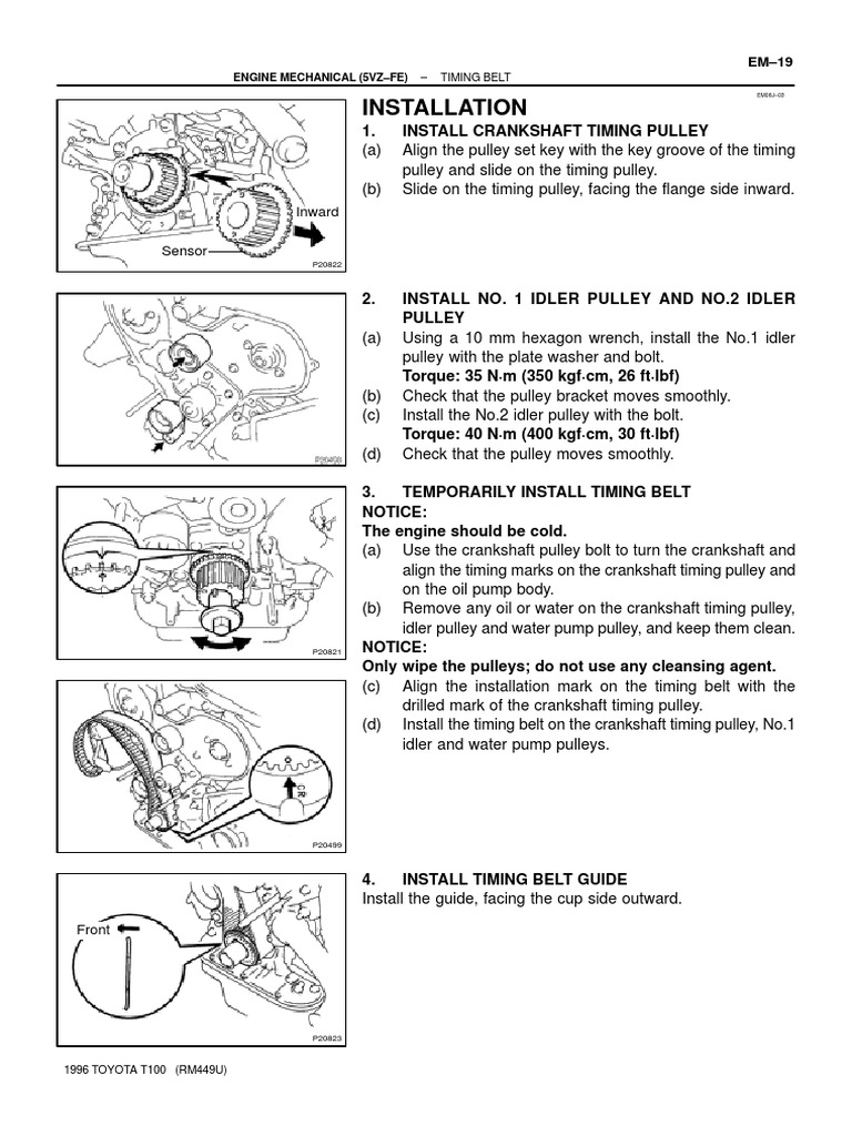5VZ-FE Timing Belt Installation Guide | PDF | Belt (Mechanical) | Screw
