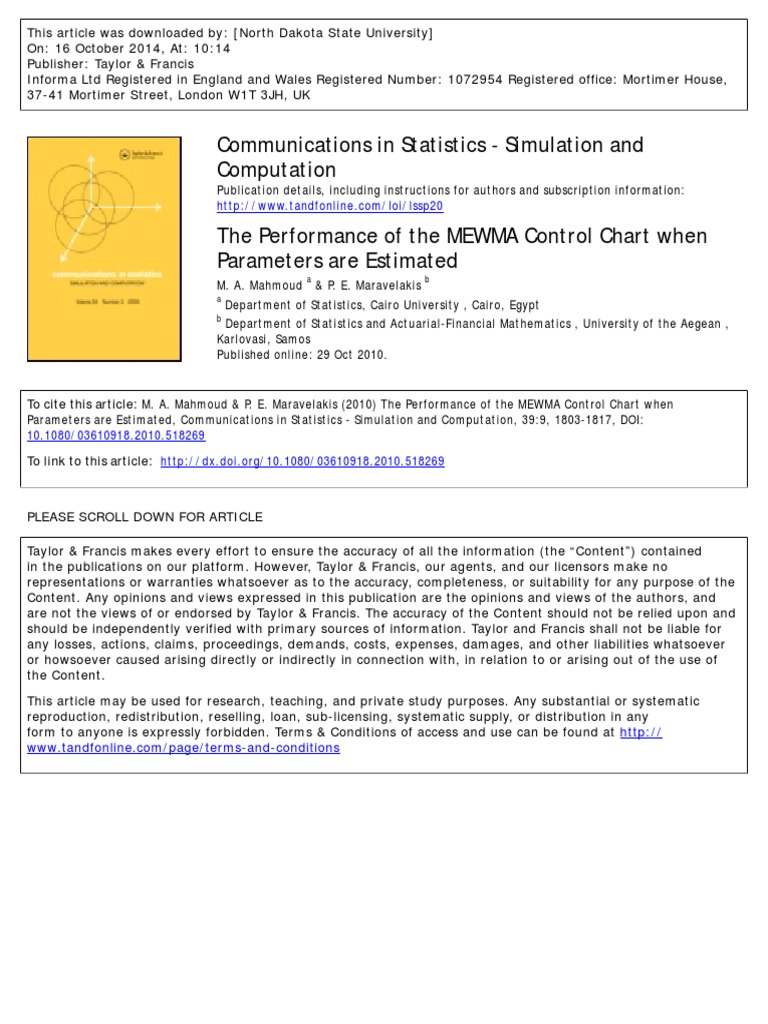 Communications In Statistics Simulation And Computation Pdf Estimator Statistics