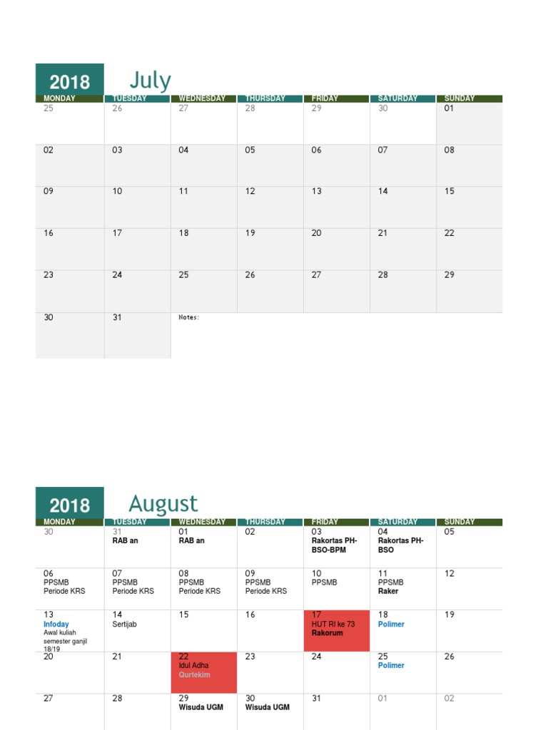 Monday Tuesday Wednesday Thursday Friday Saturday Sunday: Notes | PDF