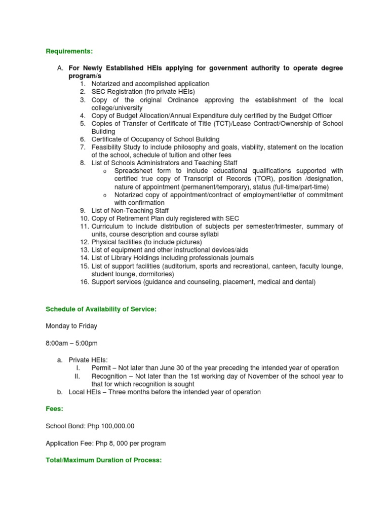 Ched-Application of Permit To Operate | PDF | Academic Term | Notary Public