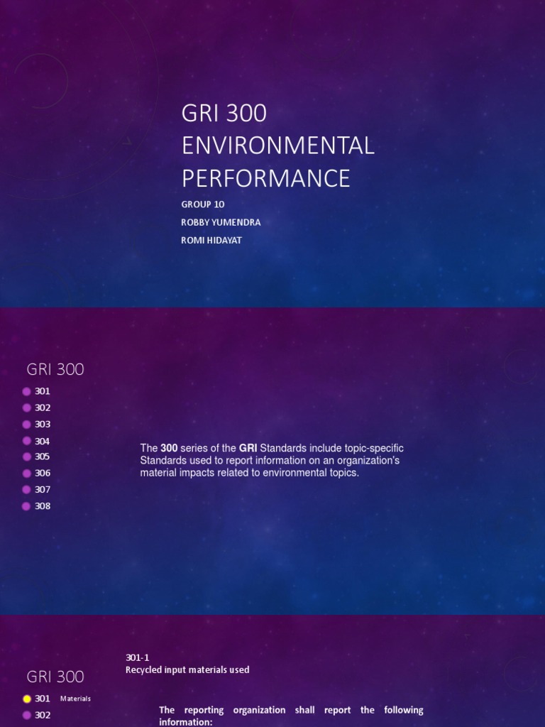 GRI 300 Environmental Performance: Group 10 Robby Yumendra Romi Hidayat | PDF | Restoration ...