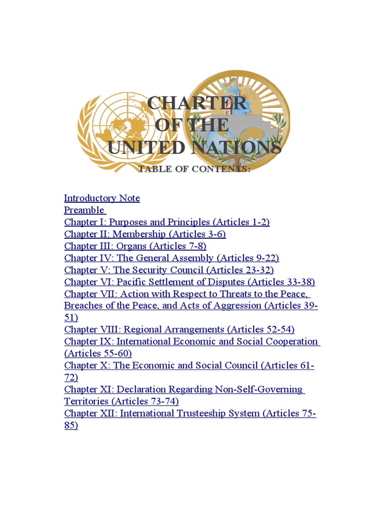 Un Charter | PDF | United Nations General Assembly | World Politics