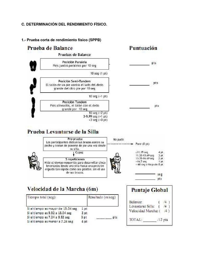 Short Physical Perfomance Batery (SPPB) PDF | PDF