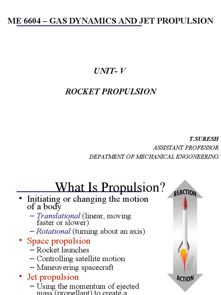 Me 6604 - Gas Dynamics and Jet Propulsion: Unit-V Rocket Propulsion | PDF | Rocket Engine ...