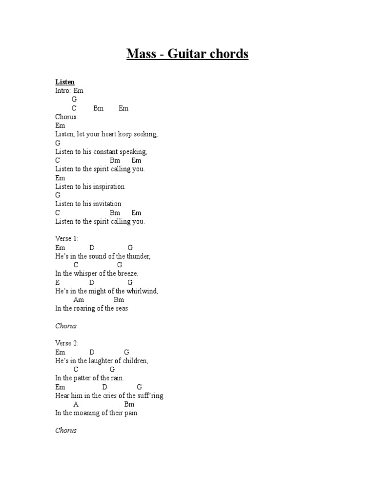Guitar Chords For 3rd Yr Mass | PDF | Song Structure | Leisure
