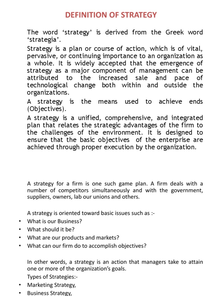 Definition of Strategy | PDF | Strategic Management | Marketing Strategy