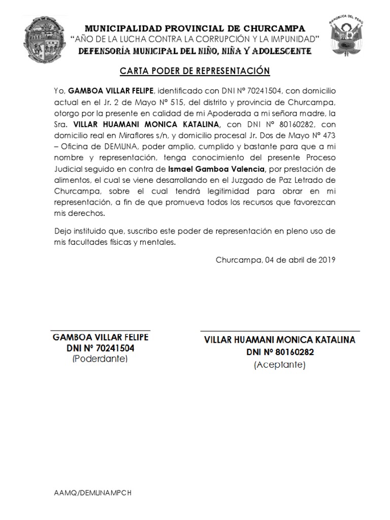 Carta Poder de Representación | PDF