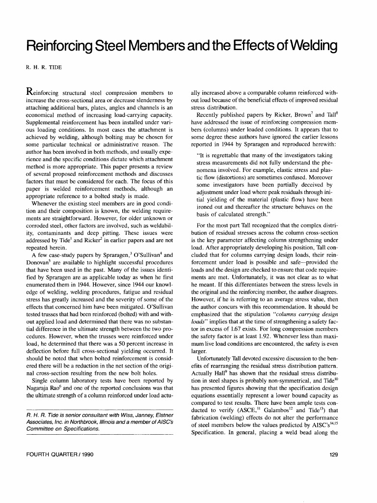 Reinforcing Steel Members and The Effects of Welding | PDF | Buckling ...
