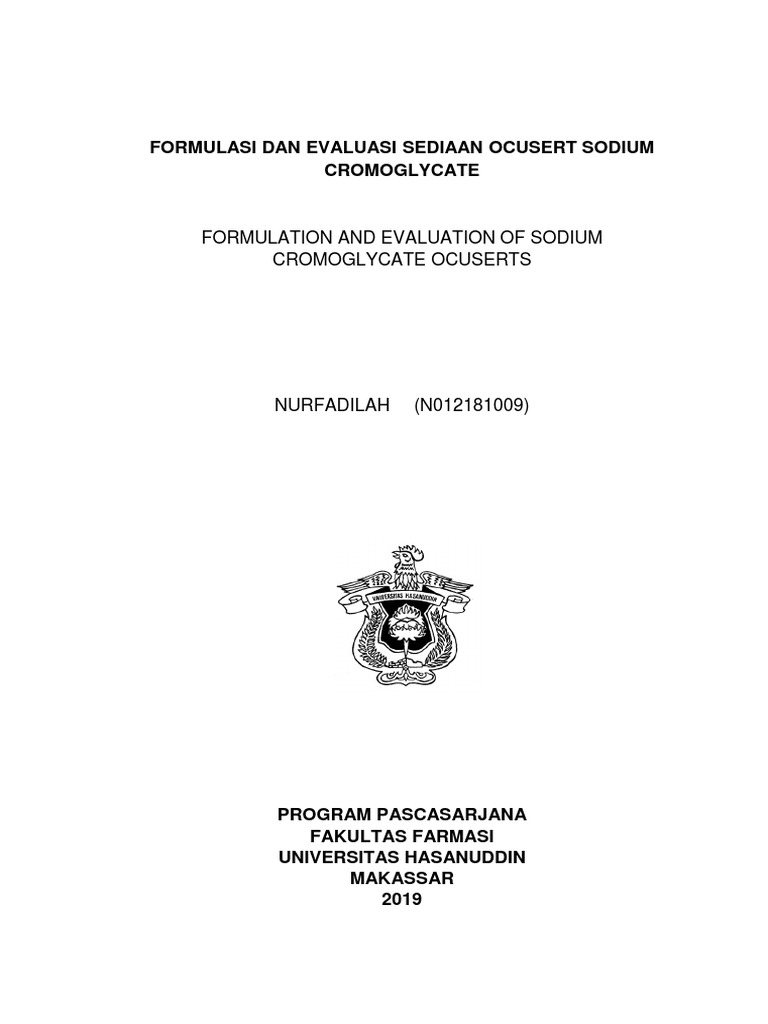 Formulasi Dan Evaluasi Ocusert Sodium Cromoglykat | PDF