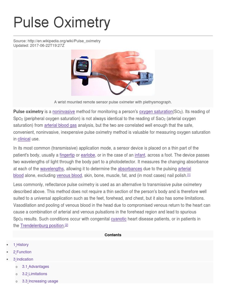 Pulse Oximetry | PDF | Medical Specialties | Physiology