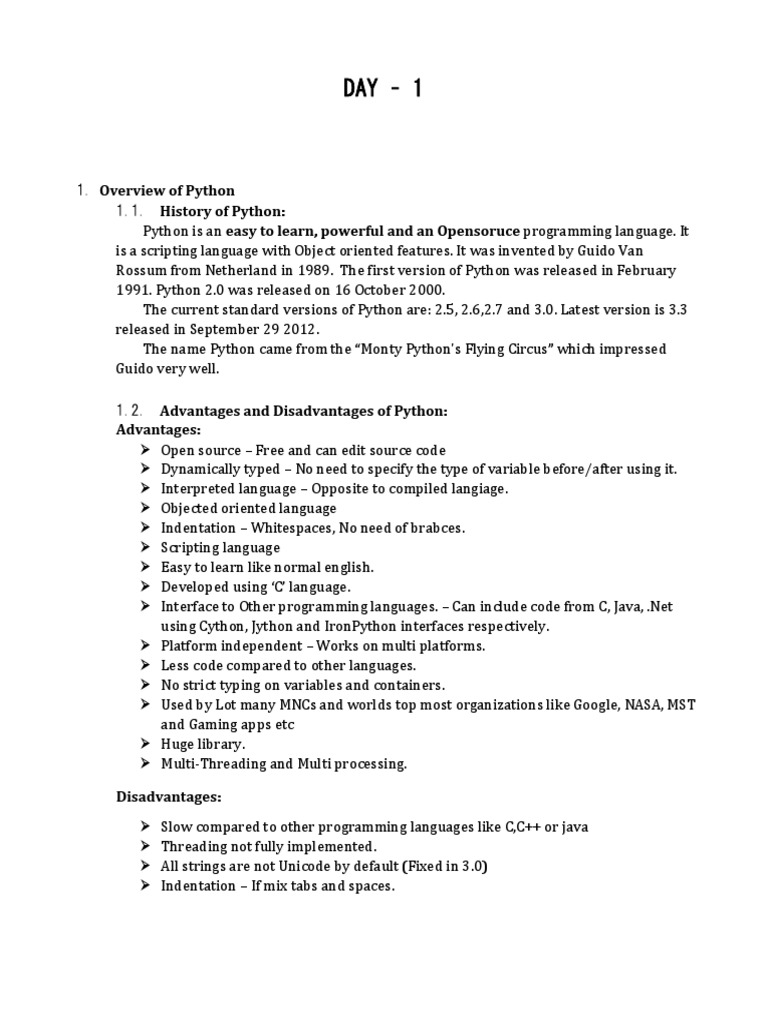 Overview of Python History of Python | PDF | Python (Programming ...