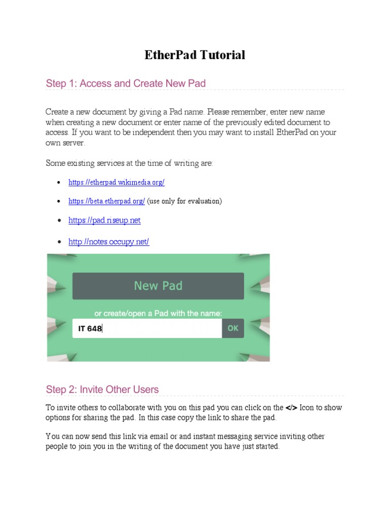 Etherpad Text-Based Tutorial | PDF | Icon (Computing) | File Format