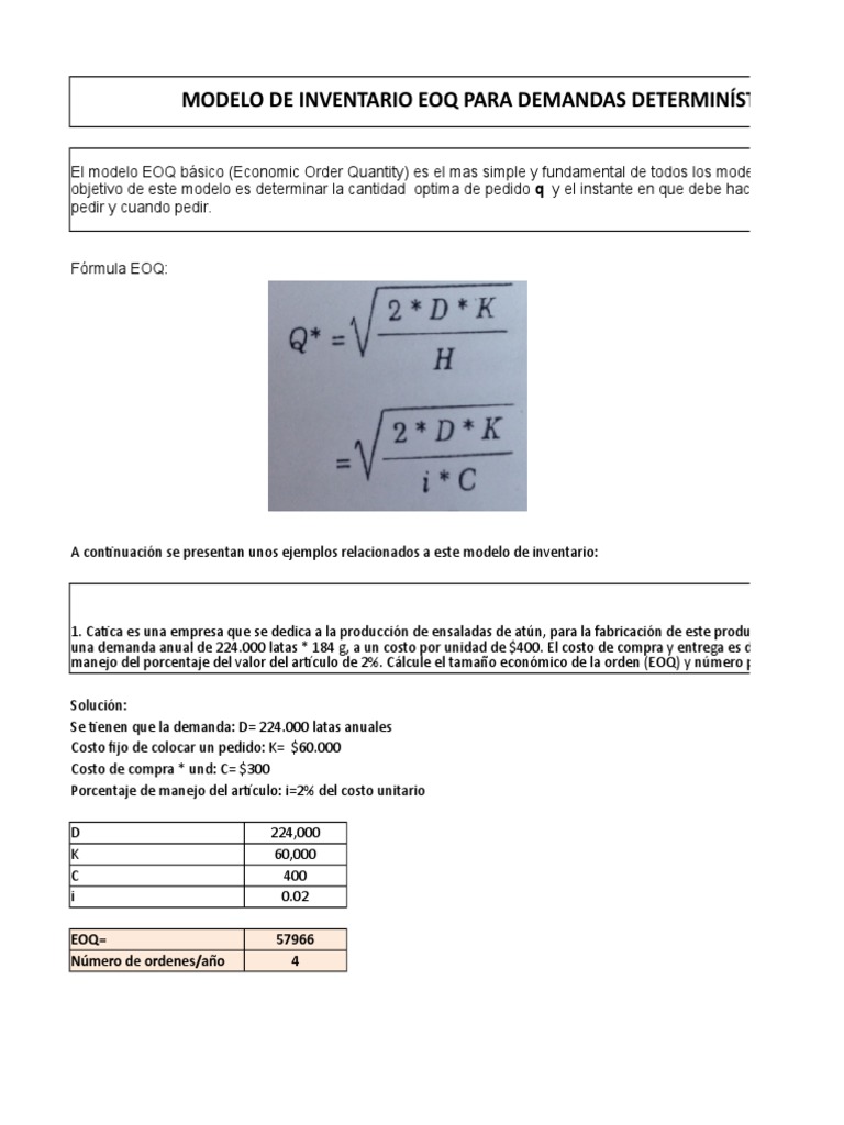 Ejercicios EOQ | PDF | Inventario | Gestión de la cadena de suministro