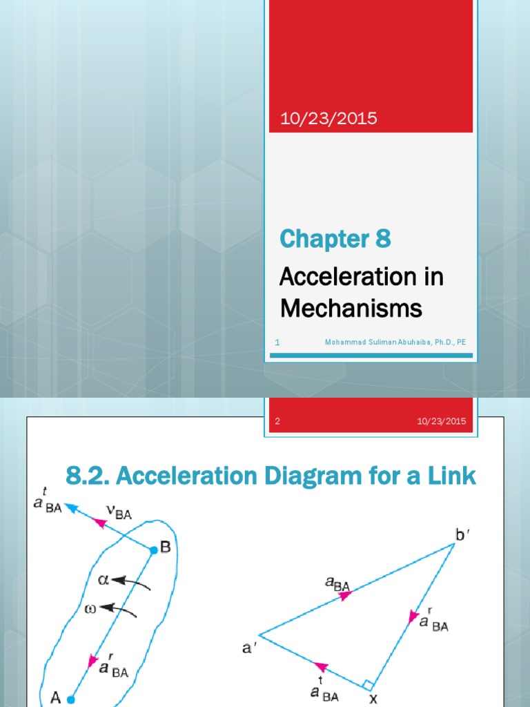 CH8 Acceleration in Mechanisms 2015 | PDF | Acceleration | Velocity CH8 Acceleration in Mechanisms 2015 | PDF | Acceleration | Velocity
