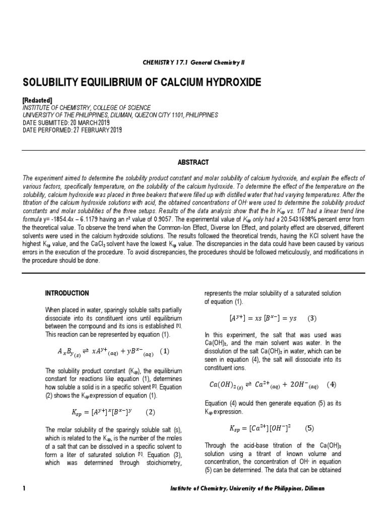 Calcium Hydroxide Solubility Affected by Temperature, Ions, Solvent ...