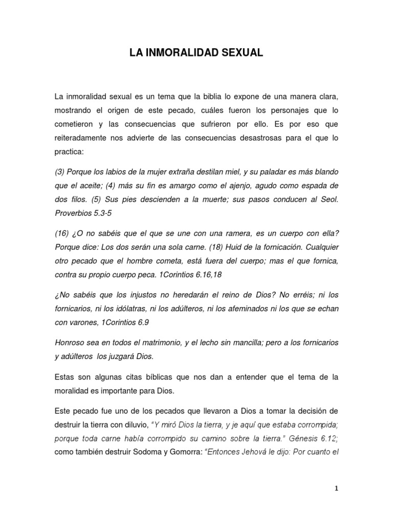 Inmoralidad Sexual: Definición y Ejemplos | PDF | Lujuria | Pecado