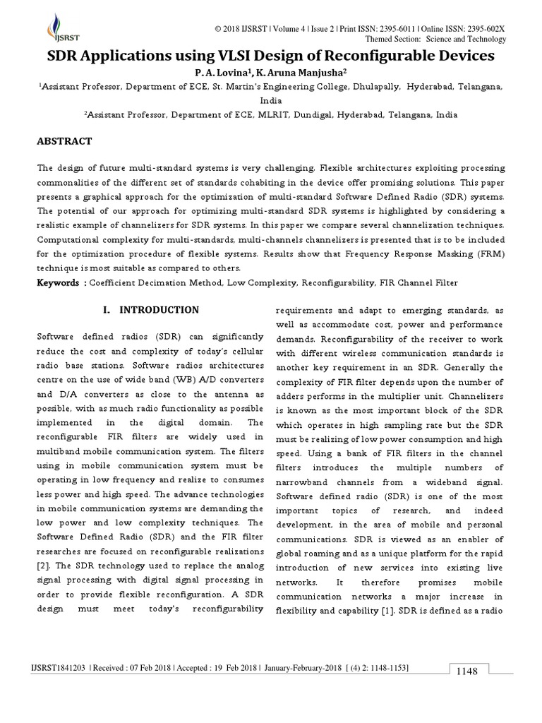 SDR Applications Using VLSI Design of Reconfigurable Devices | PDF ...