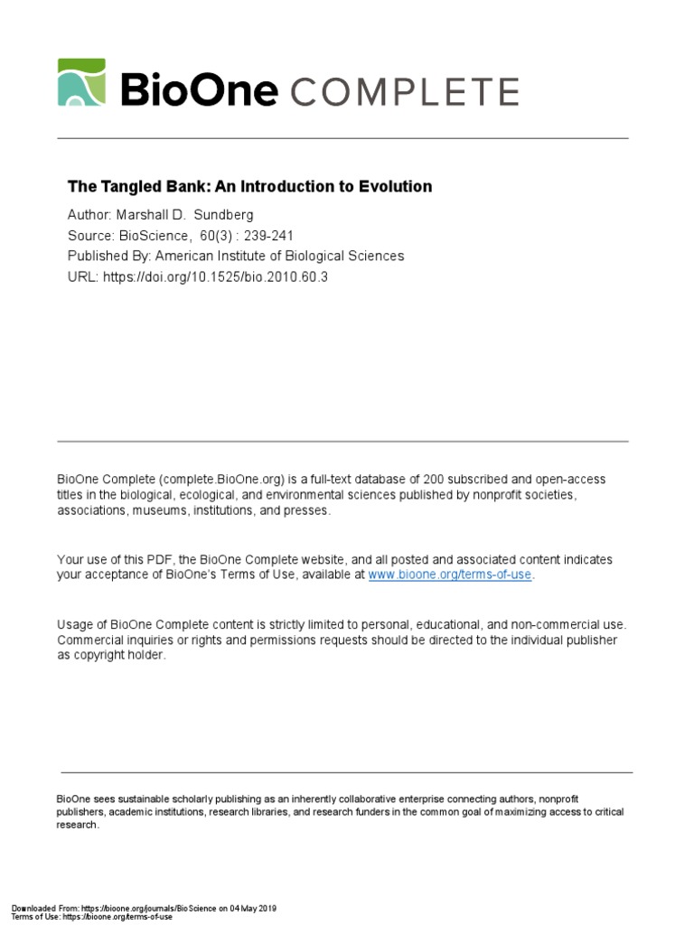 The Tangled Bank: An Introduction To Evolution, Marshall D. Sundberg ...
