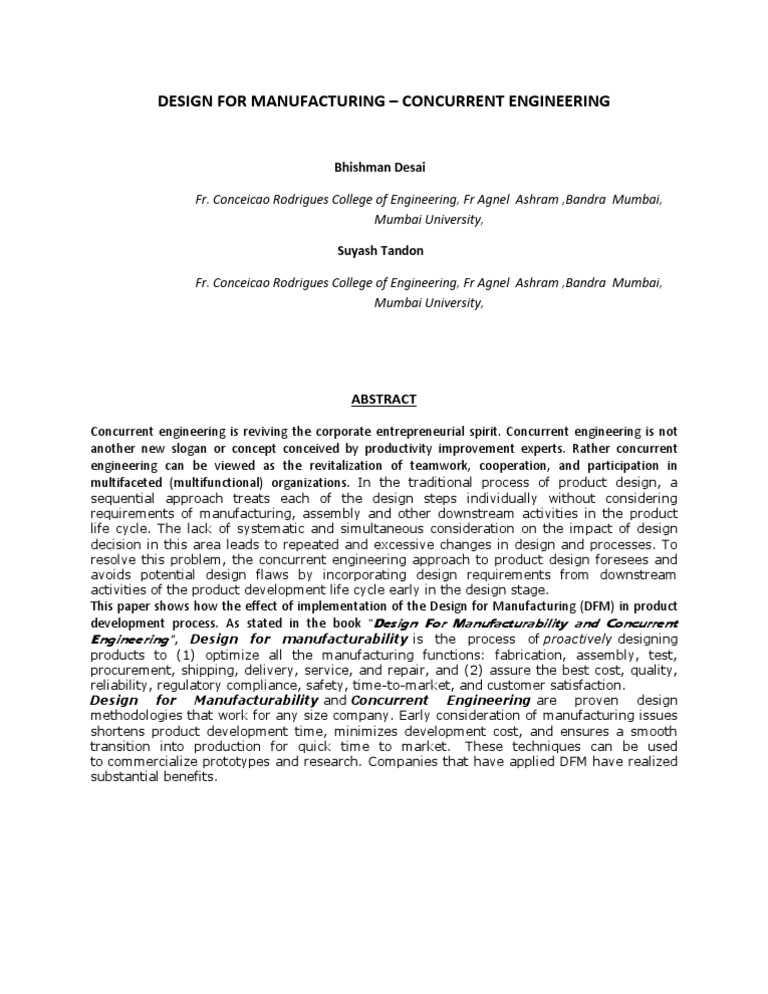 Concurrent Engineering in Product Design | PDF | Product Lifecycle | Design
