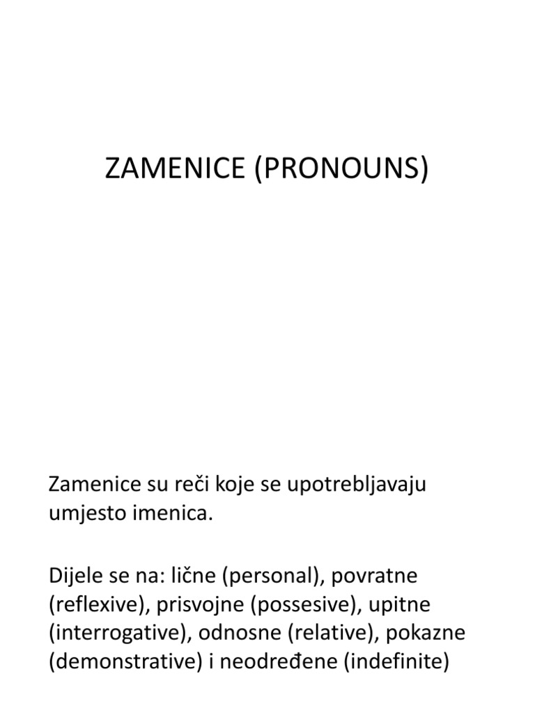 Prezentacija Zamenice | PDF | Grammar | Components