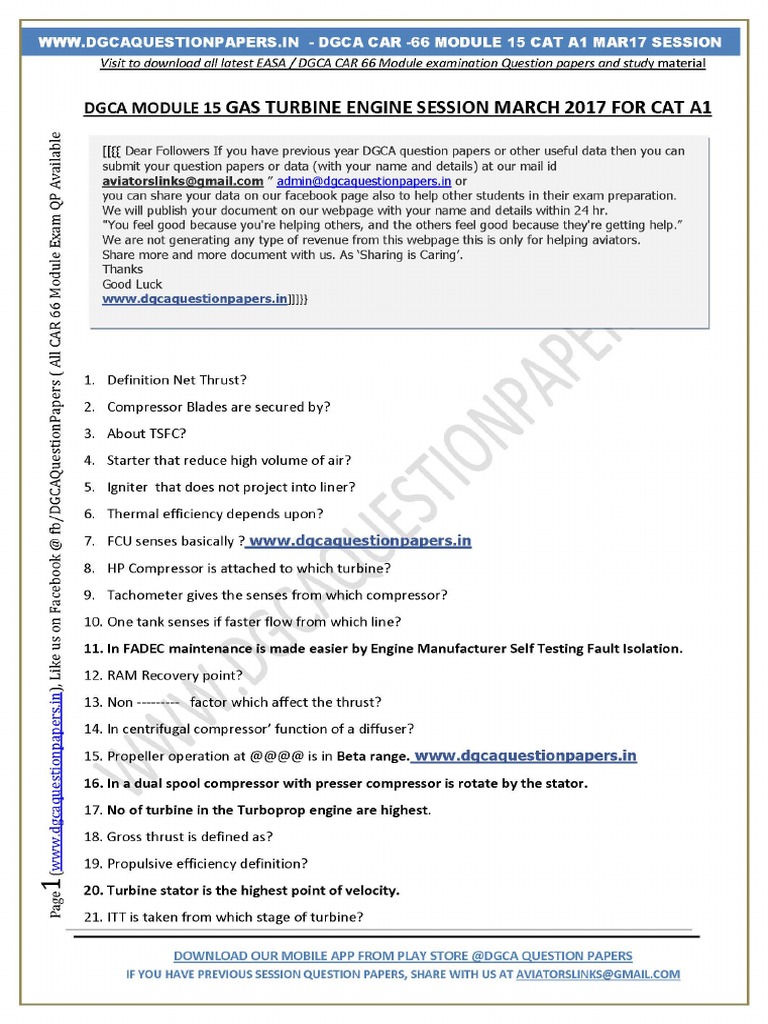 Dgca Module 15 Cat A1 Mar2017 Locked | PDF