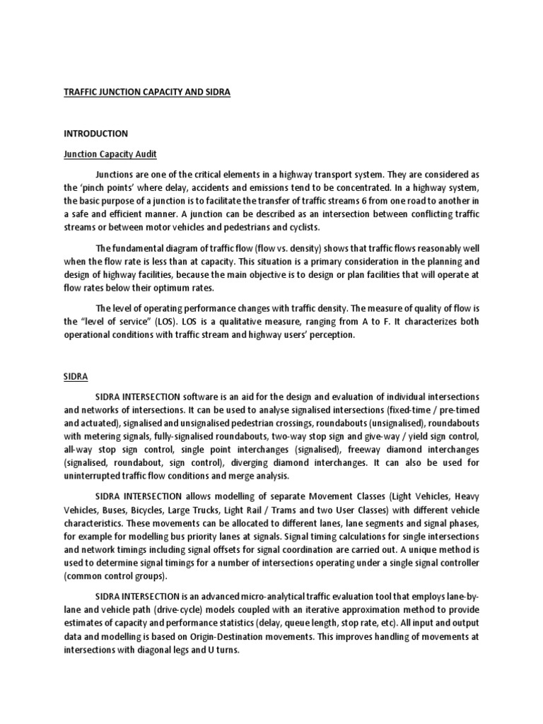 Traffic Junction Capacity and Sidra | PDF | Transportation Engineering ...