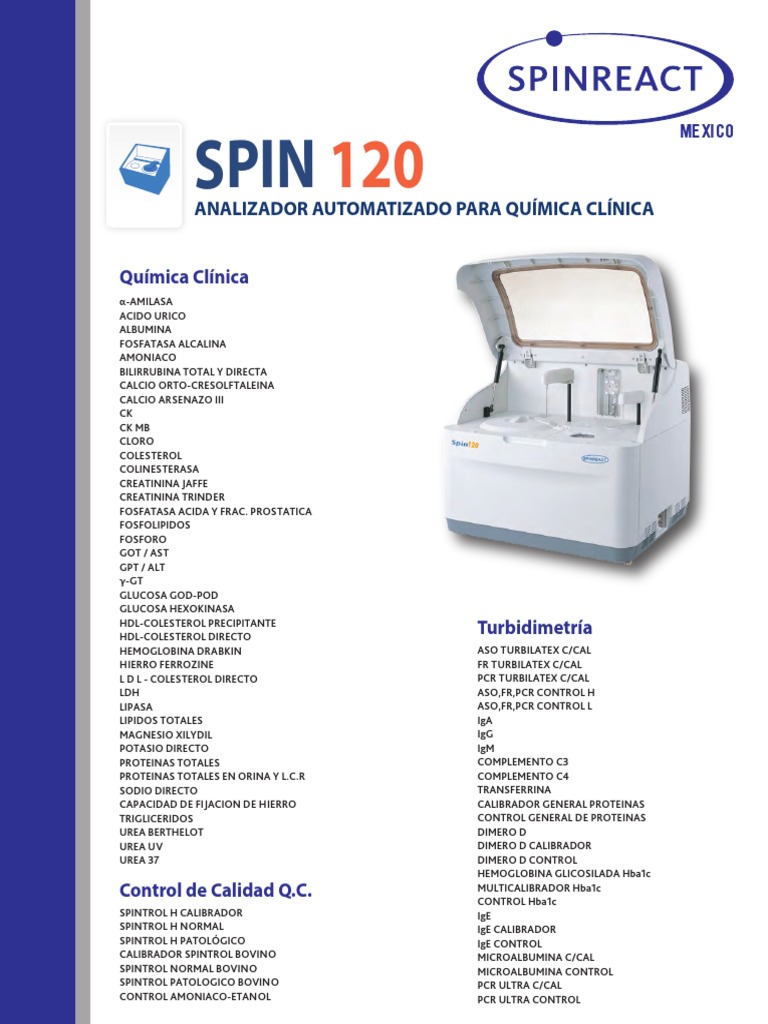 Analizador Spin 120 para Química Clínica | PDF | Química | Naturaleza