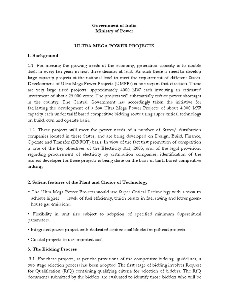 Ultra Mega Power Project | PDF | Procurement | Request For Proposal