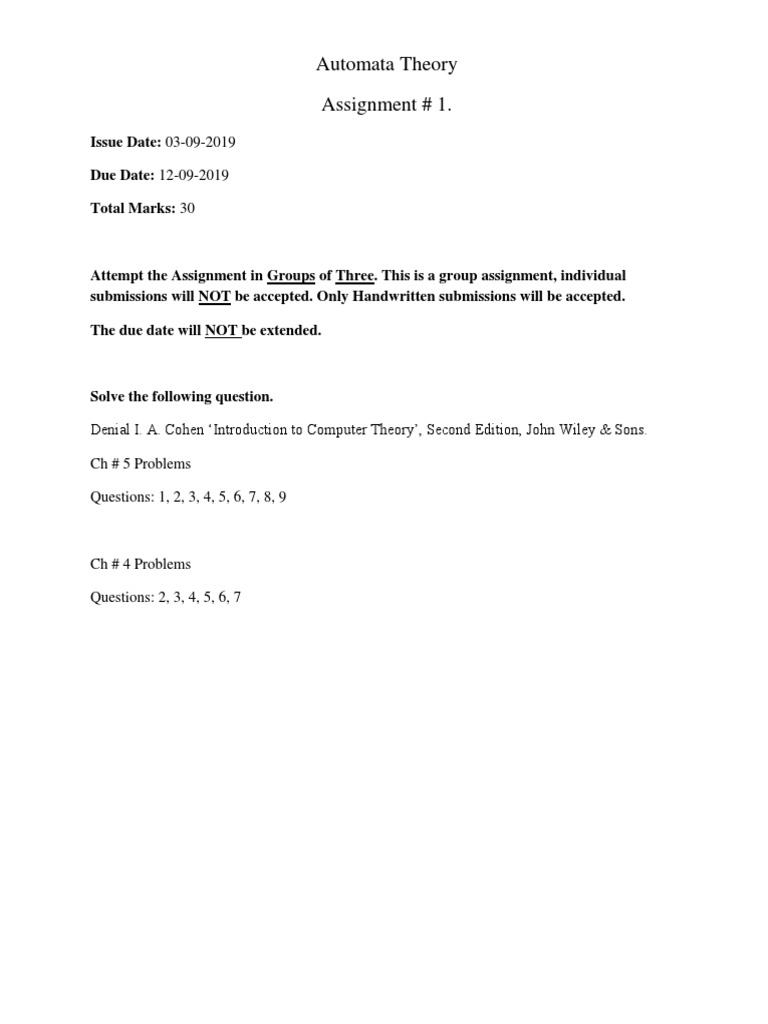 TOA Assignment 1 | PDF