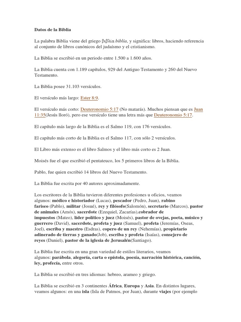 Datos de La Biblia | PDF | Biblia | Moisés