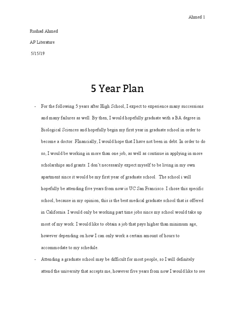5 Year Plan | PDF | Graduate School