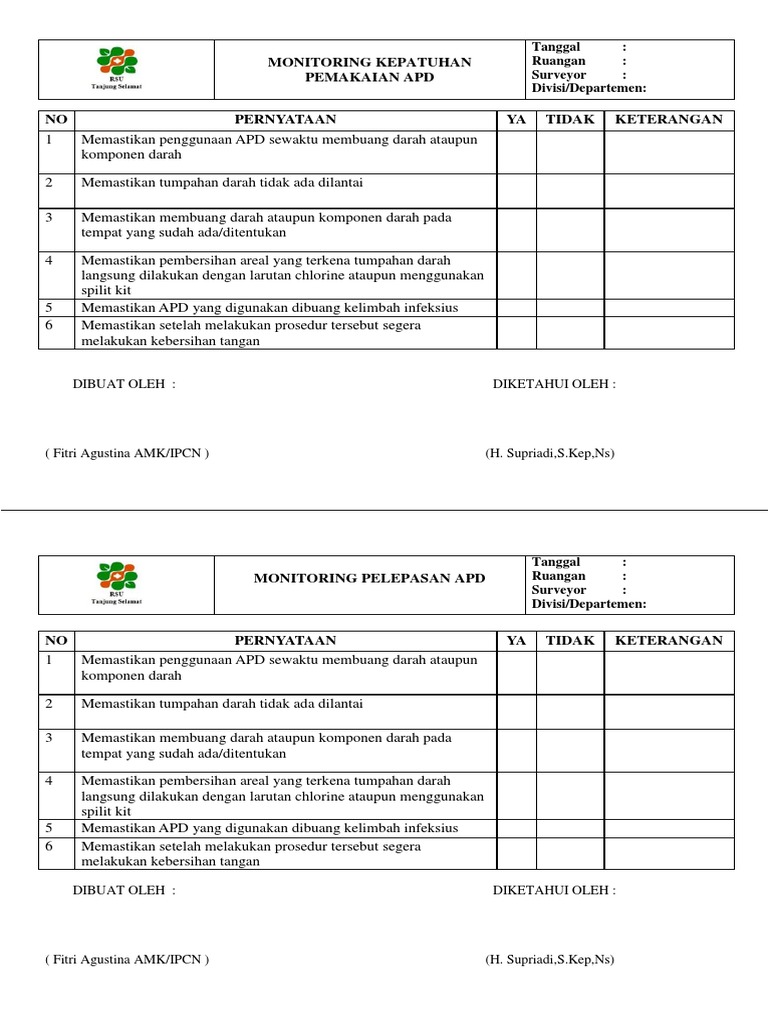 Checklist MONITORING APD | PDF