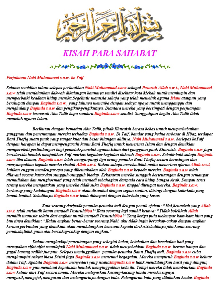 Kisah para Sahabat RASULULLAH | PDF