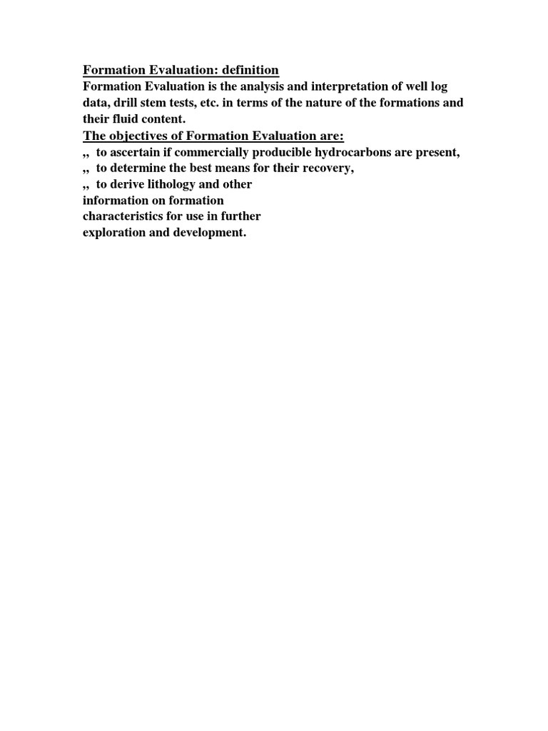 Formation Evaluation Overview | PDF | Self-Improvement
