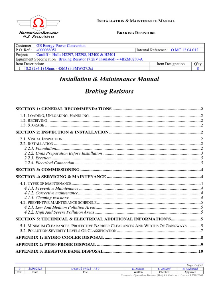 O OM 12 04 012 # 1 - Manual | PDF | Electrical Resistance And ...