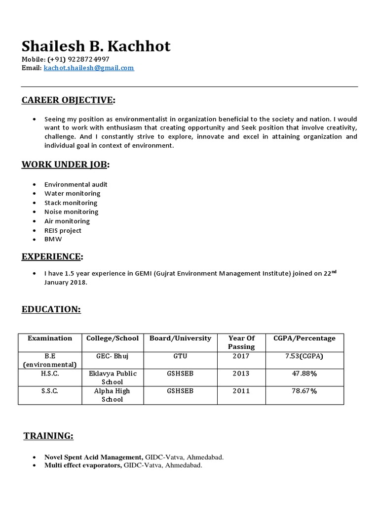 Shailesh Kachhot Resume | PDF | Cognition | Behavior Modification