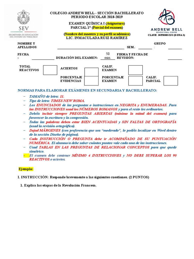Formato Examen | PDF