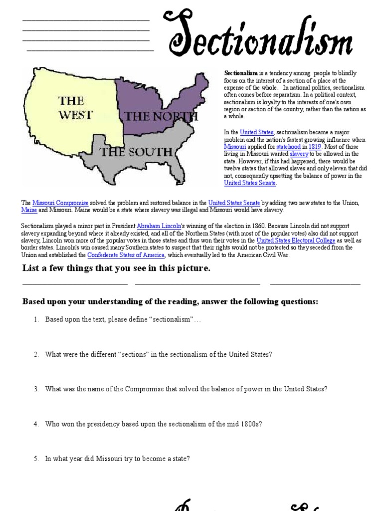Microsoft Word - Civil War Worksheets | PDF | Slavery In The United ...