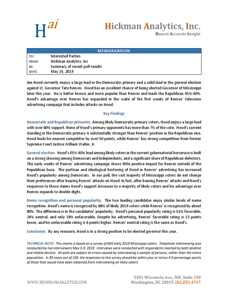 May Polling Memo | PDF | Democratic Party (United States) | American ...