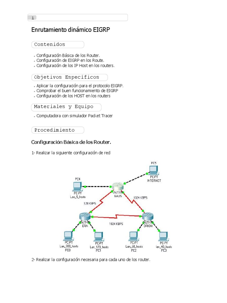 Enrutamiento Dinámico EIGRP | PDF | Enrutador (Computación) | Protocolos de internet