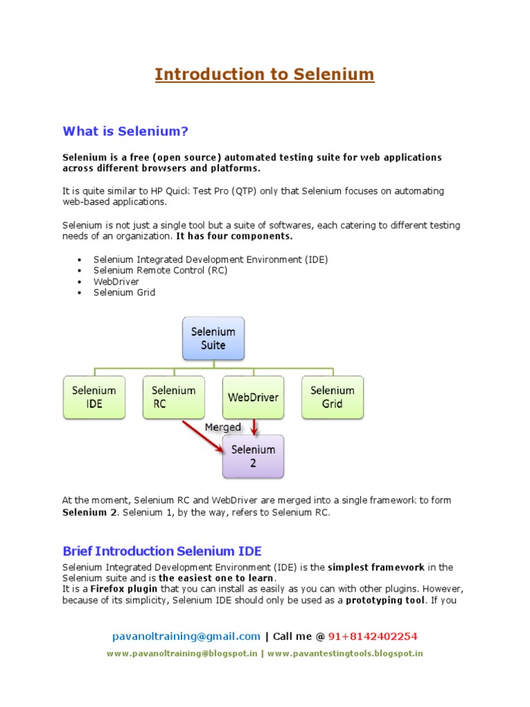 Introduction To Selenium | PDF | Selenium (Software) | Software Development Introduction To Selenium | PDF | Selenium (Software) | Software Development