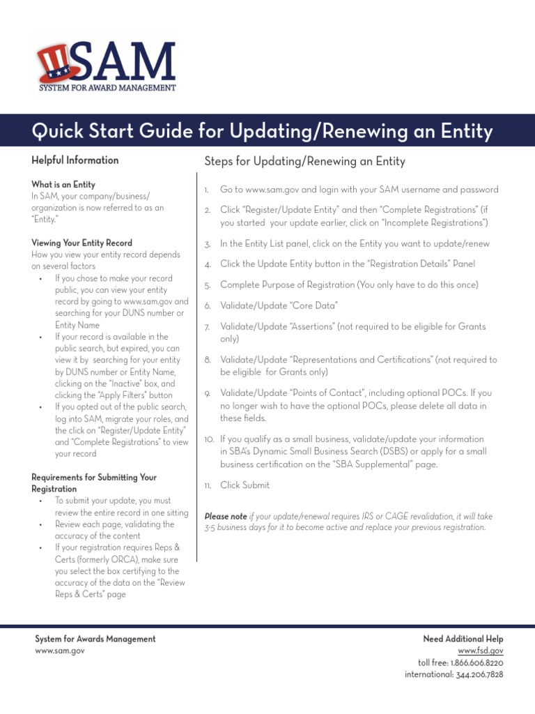 1d.quick Guide For Updating or Renewing CCR-SAM Registrations | PDF ...