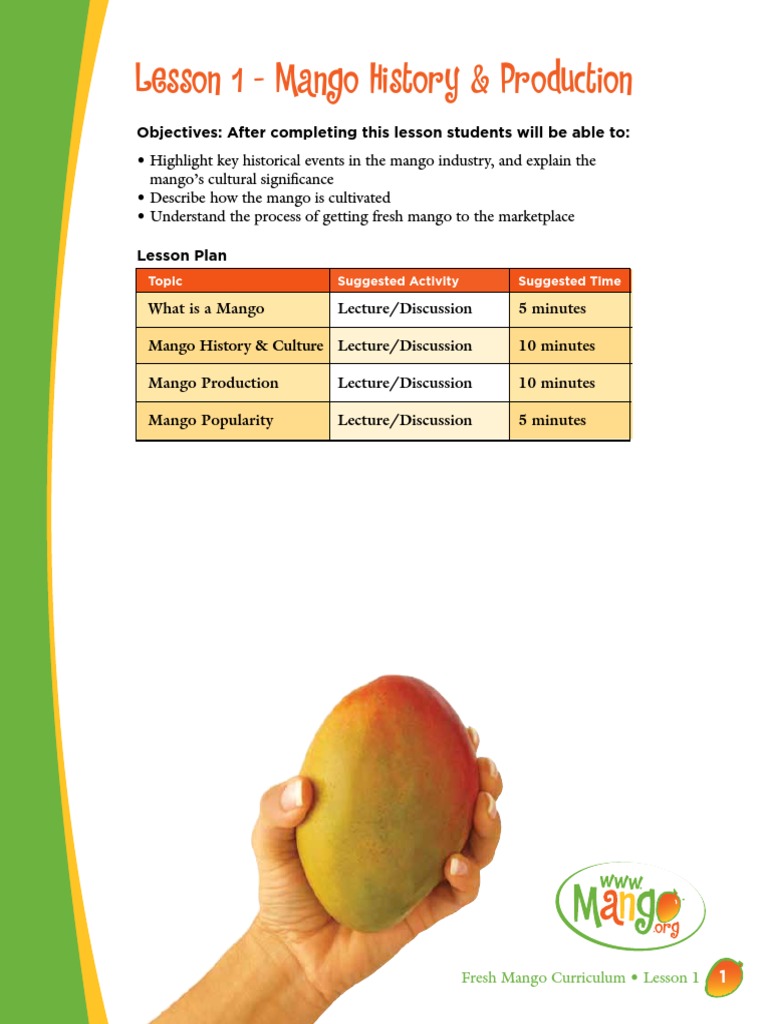 The Fresh Mango Curriculum Lesson 1 Eng PDF | PDF | Mango | Carbon ...