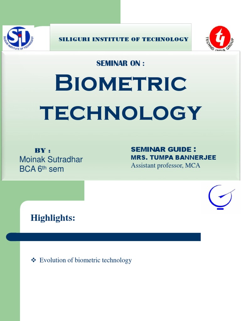 Seminar on Solar Fuels: An Overview of Biometric Technology and Its ...